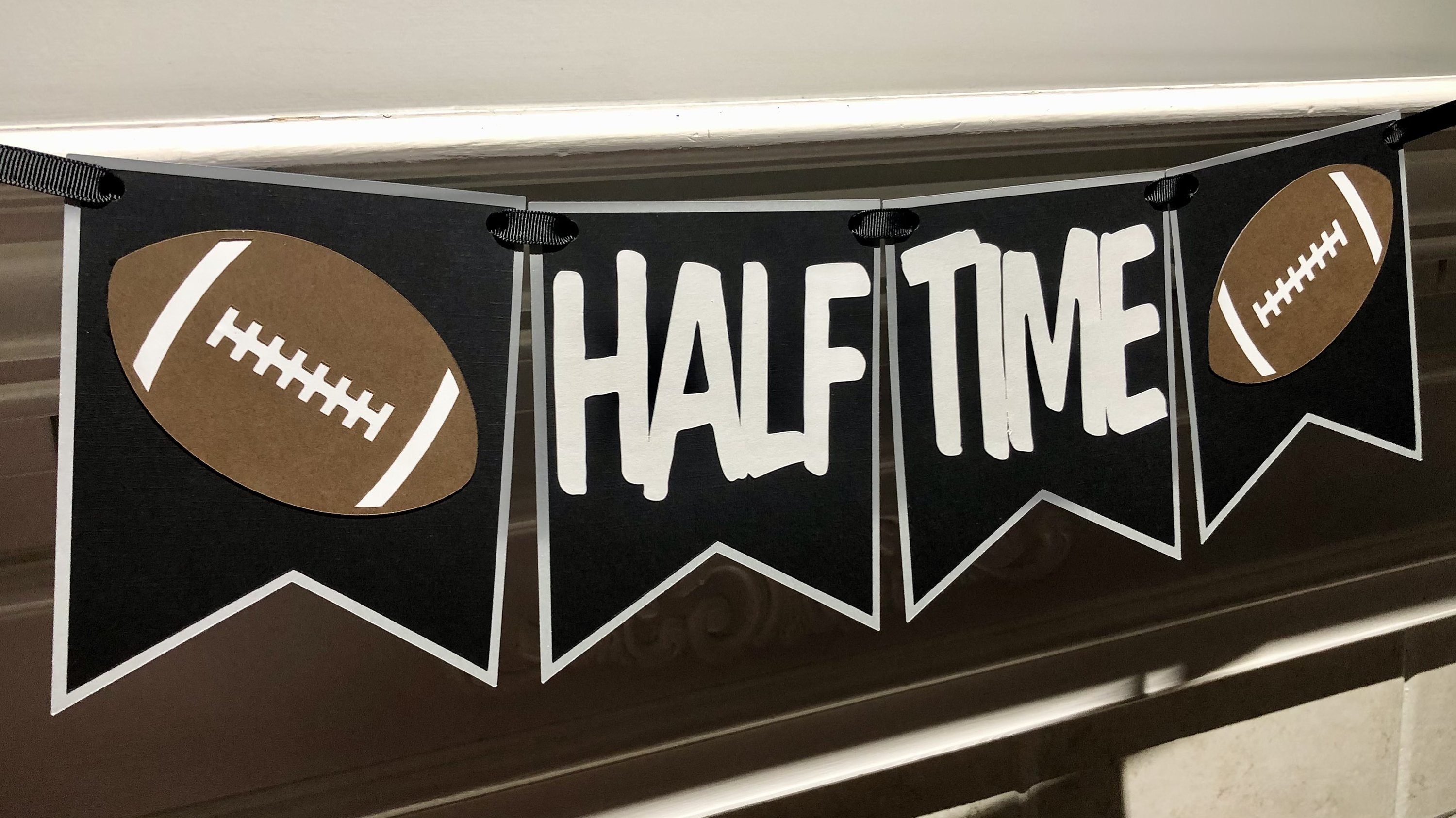 Football Half Time Banner Black and Silver Football Half - Etsy