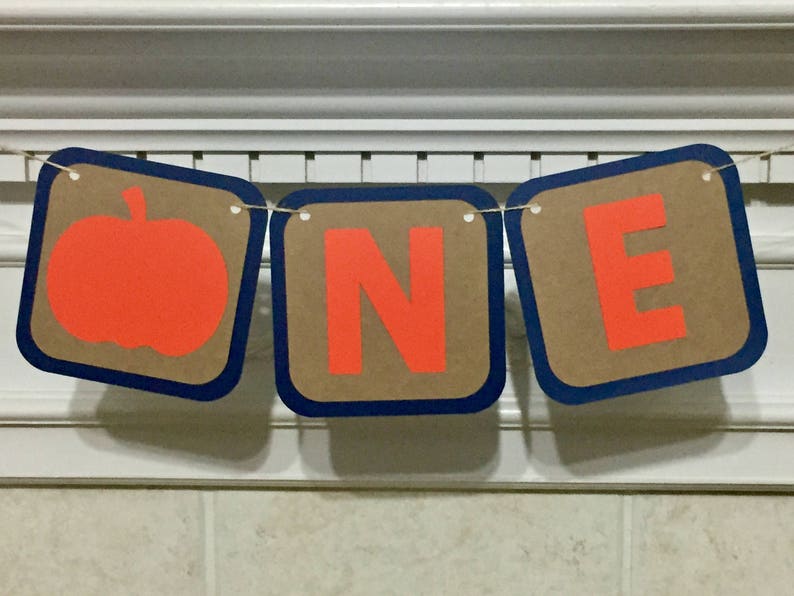 Pumpkin ONE Birthday banner High Chair ONE banner Navy Blue | Etsy