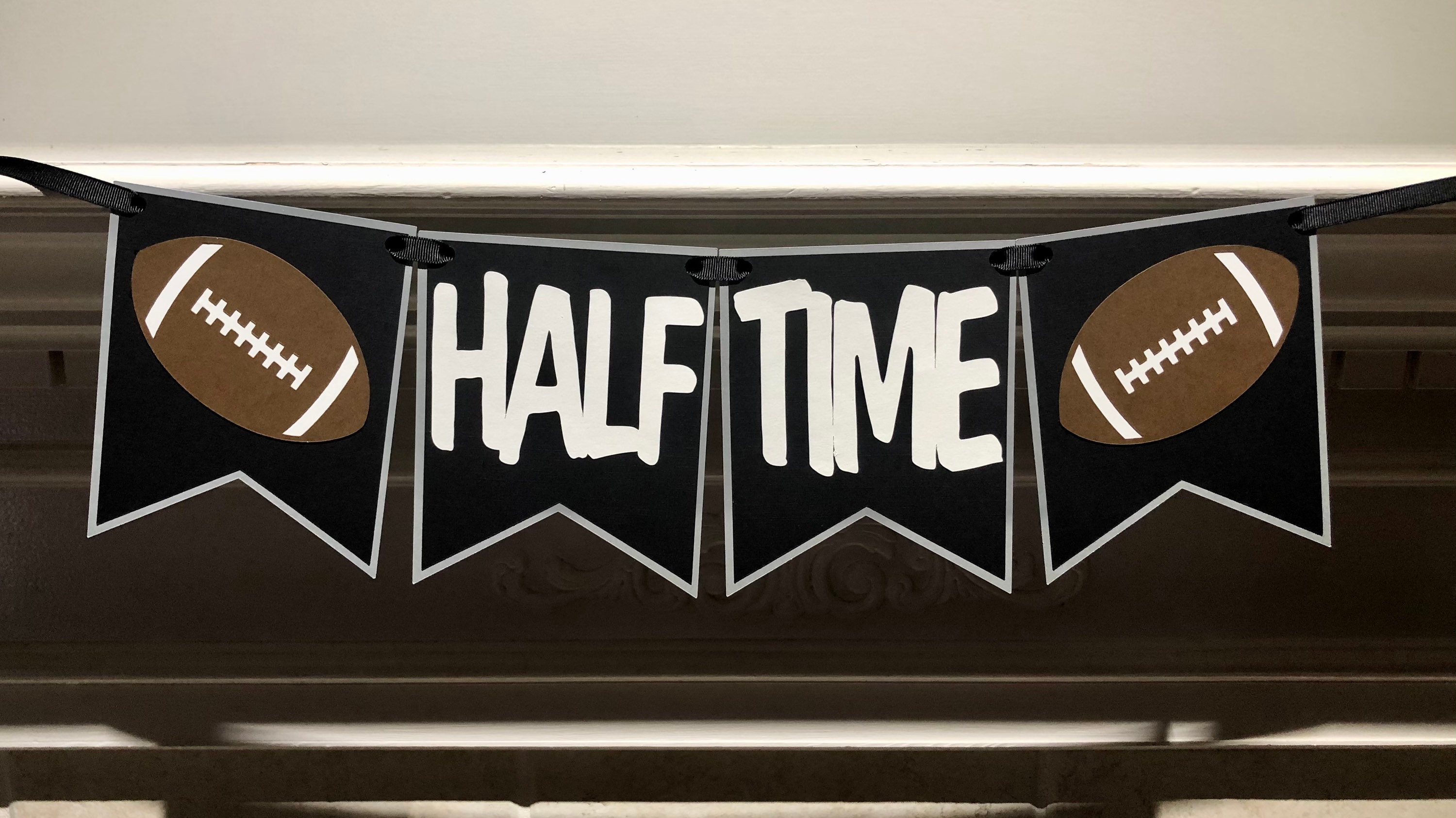 Football Half Time Banner Black and Silver Football Half - Etsy