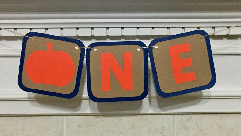 Pumpkin ONE Birthday banner High Chair ONE banner Navy Blue | Etsy