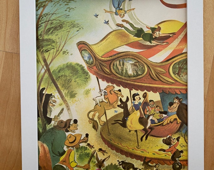 Disney Carousel - Vintage Disney Storybook Illustration - 1953 - Framed ...