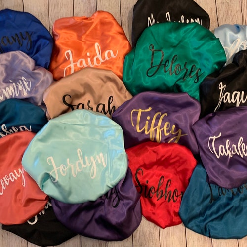 Custom Embroidered Satin Bonnet Personalized Name Hair - Etsy