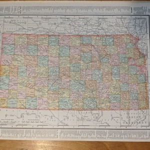 Antique State of Kansas Map 1899 Atlas State of Nebraska Flip ...