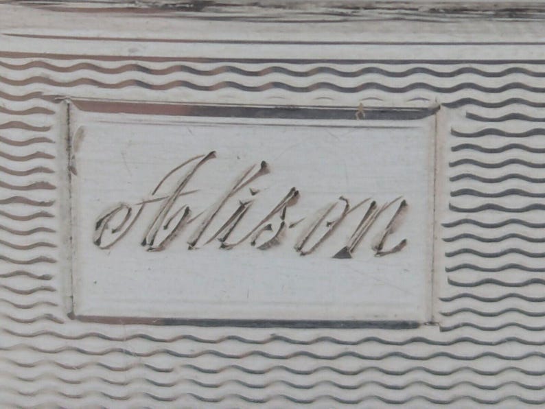 Antique English Sterling Silver Napkin Ring "alison" Name Engraving ...