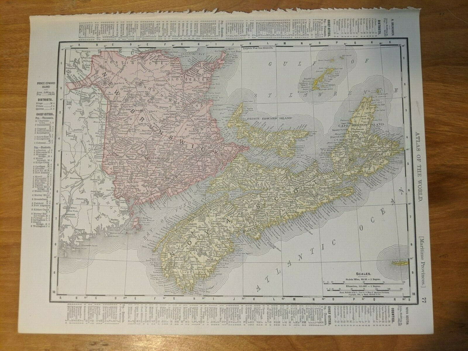 Antique Canadian Maritime Provinces Map 1899 Atlas Manitoba Flip ...