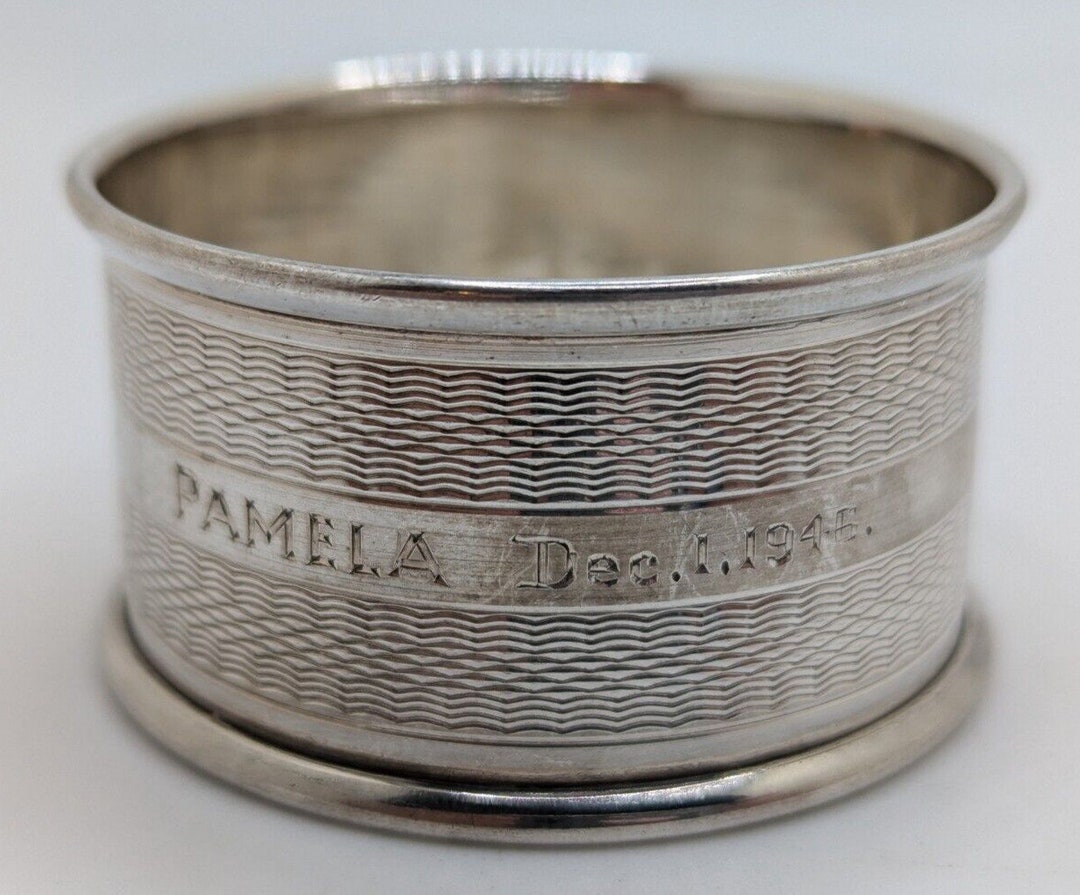 Vintage English Sterling Silver Napkin Ring "pamela" "dec 1 1946 ...