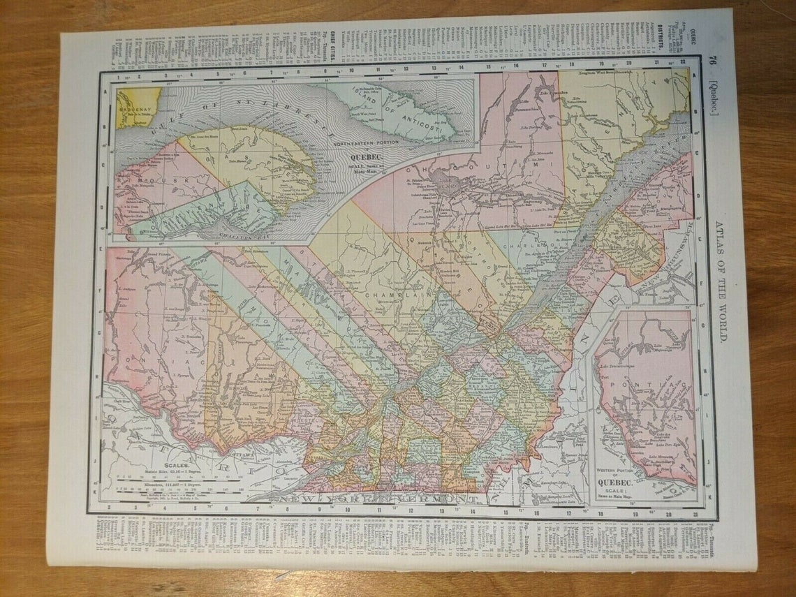 Antique Canadian Ontario Map 1899 Atlas Quebec Flip Multicolored - Etsy
