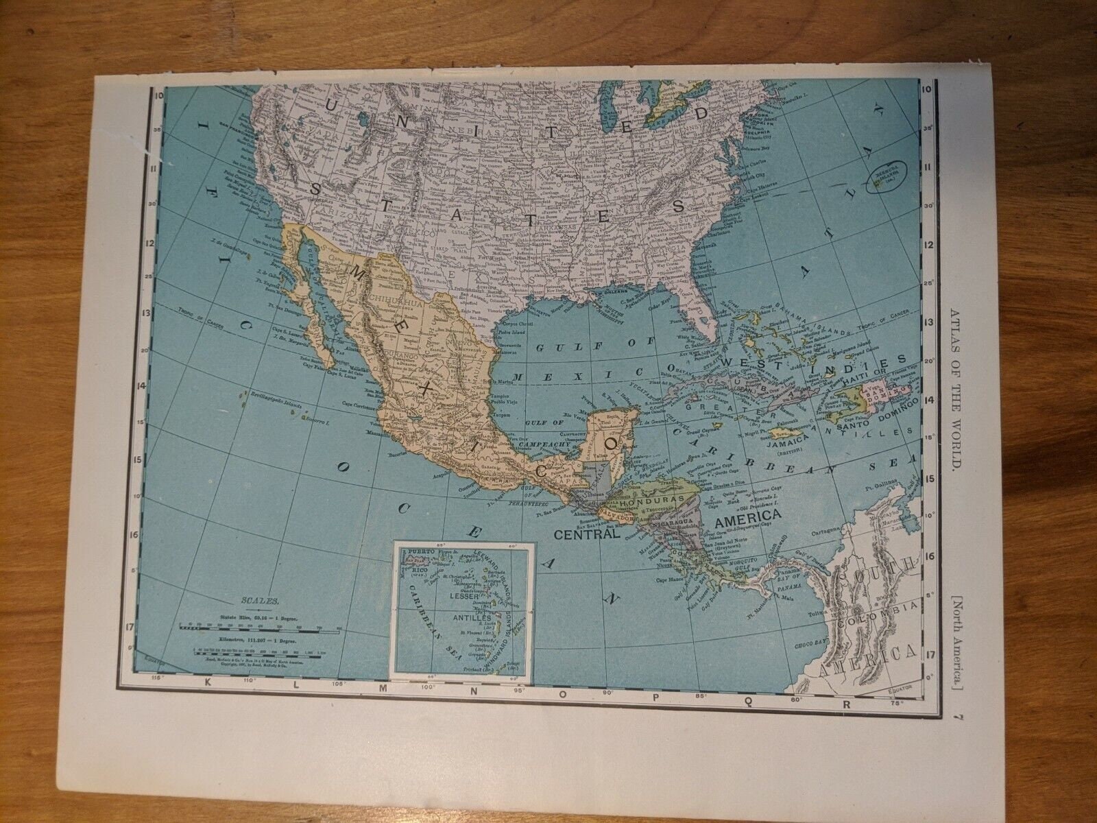 Antique United States Map 1899 Atlas Central America Flip Multicolored ...