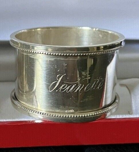 Vintage English Sterling Silver Napkin Ring "jeanette" Name Engraving ...