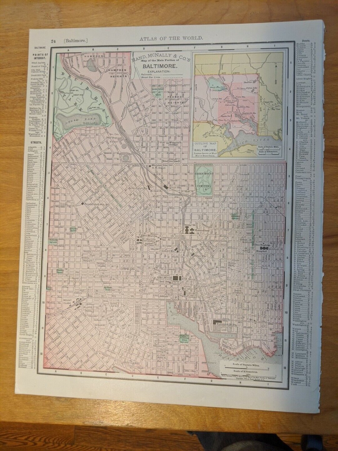 Antique Baltimore Map 1899 Atlas Maryland Delaware Flip - Etsy