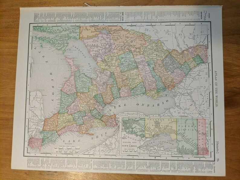 Antique Canadian Ontario Map 1899 Atlas Quebec Flip - Etsy