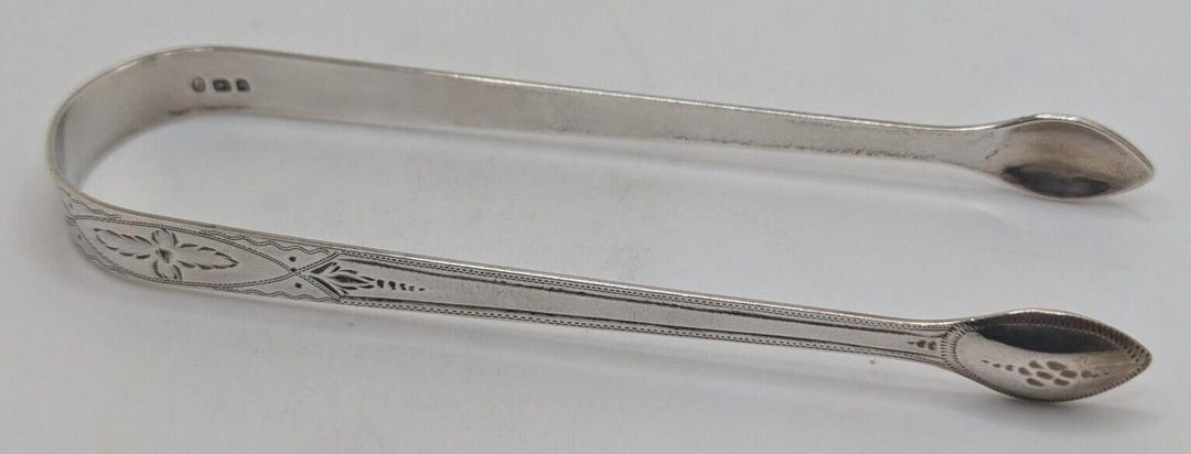 Antique English Sterling Silver Brite Cut Sugar Tongs 5 1/2", Dated ...