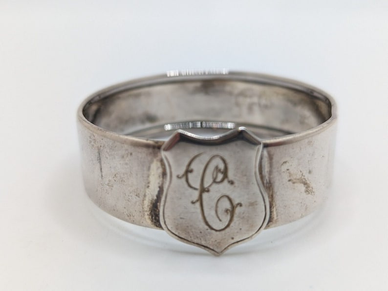 Antique Cased English Set of 6 Sterling Silver Napkin Rings "c" Initial ...