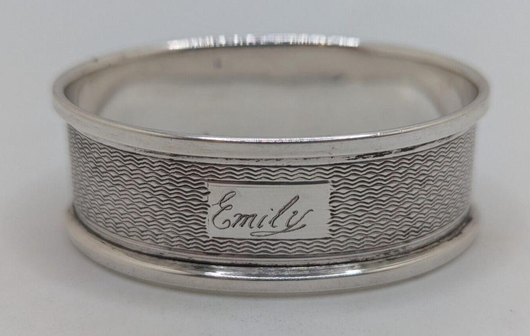 Vintage English Sterling Silver Oval Napkin Ring "emily" Name Engraving ...