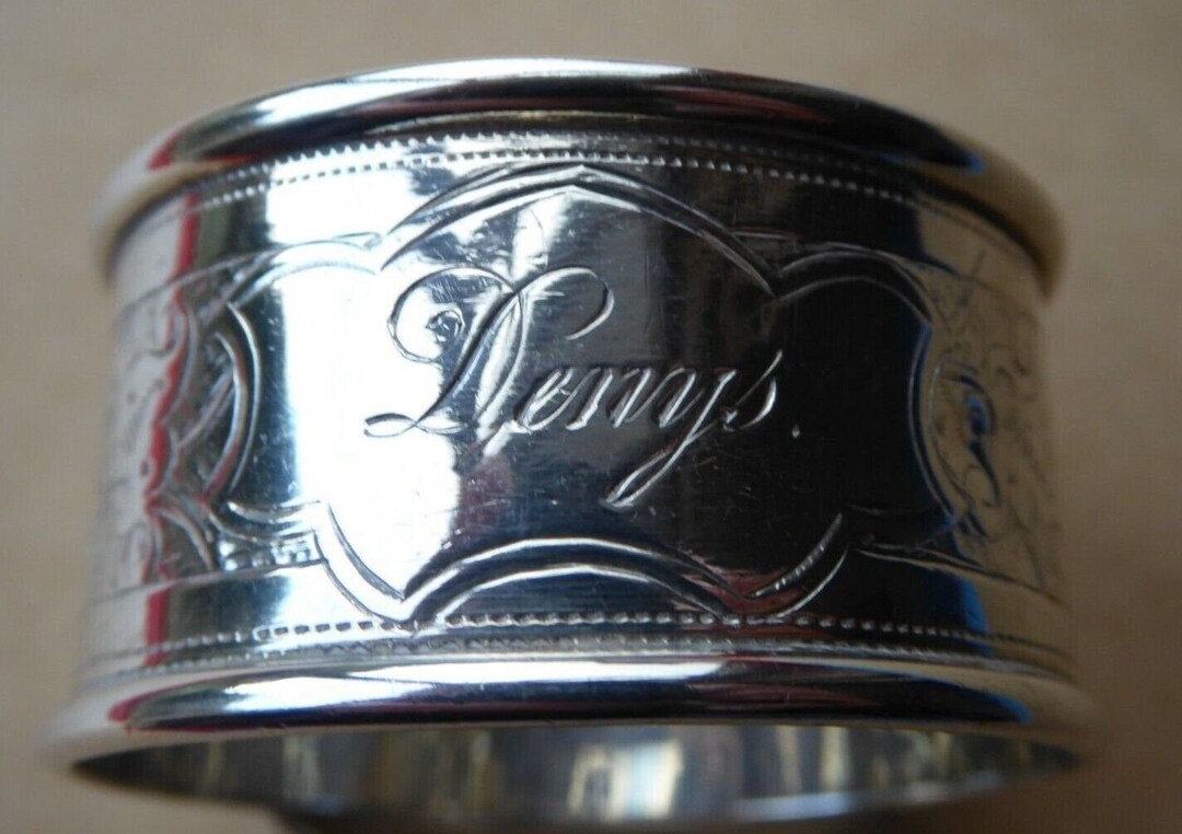 Antique English Sterling Silver Napkin Ring "denys" Name Engraving ...