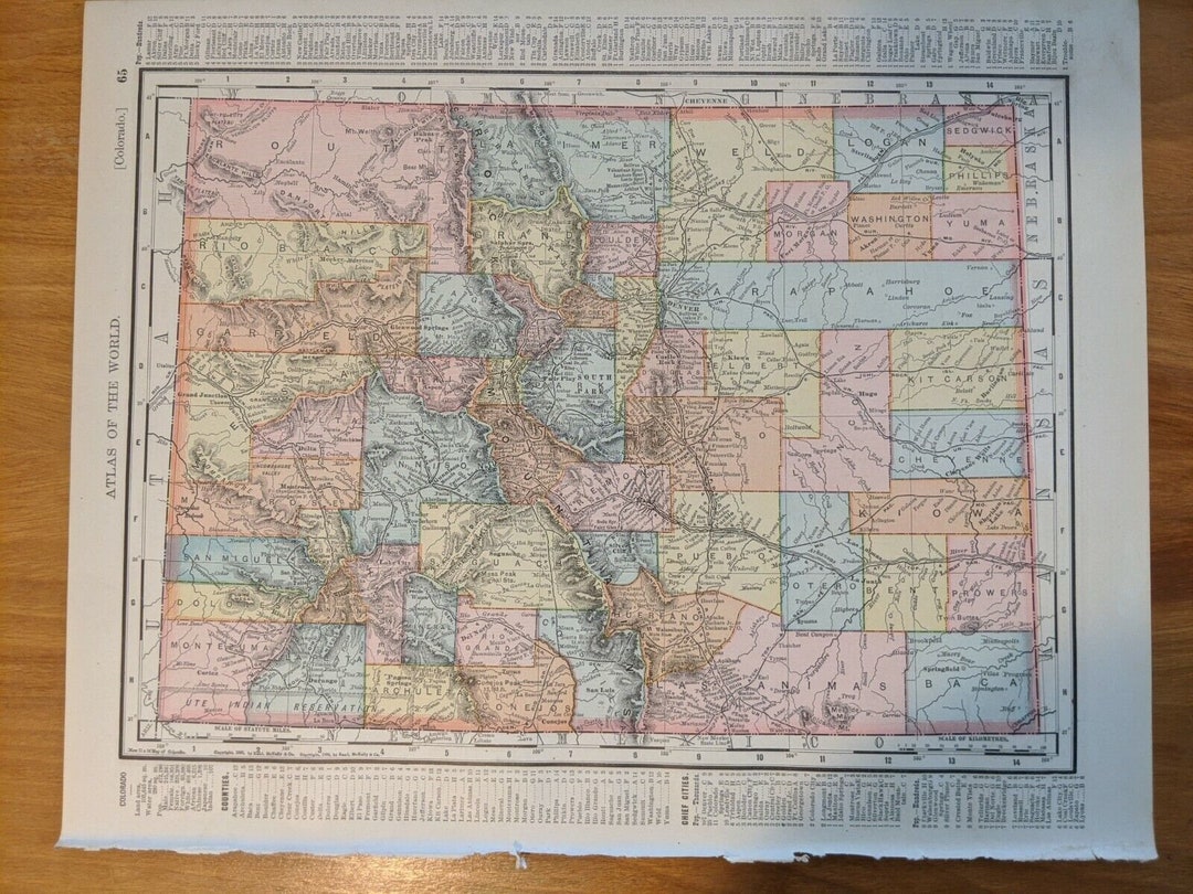 Antique Colorado Map 1899 Atlas New Mexico Flip Multicolored - Etsy