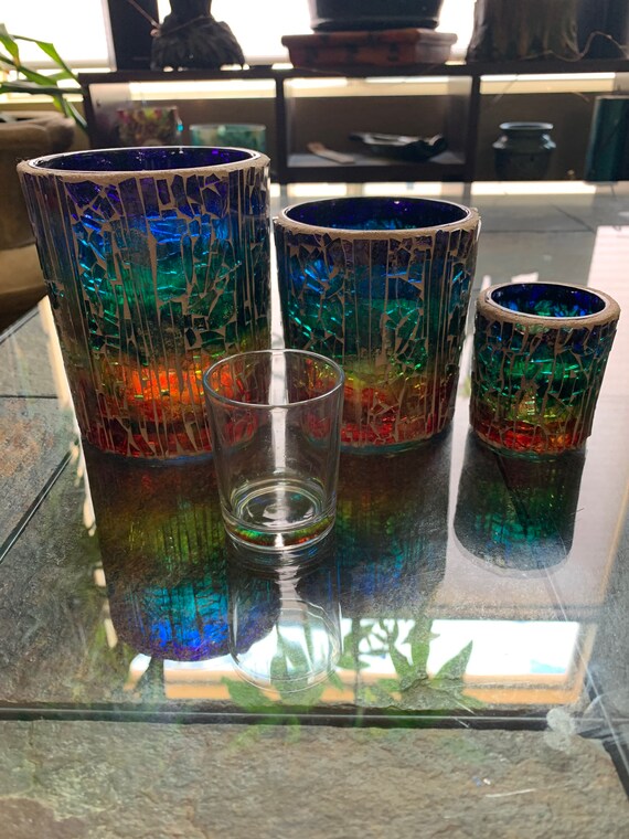 Chakra mosaic Votive Holder//glass mosaics//candle | Etsy
