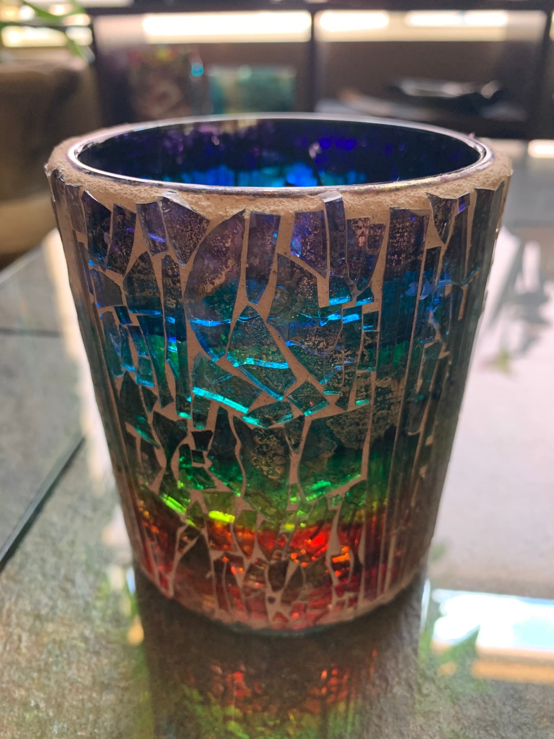 Chakra Mosaic Votive Holder//glass Mosaics//candle Holders//handmade in ...