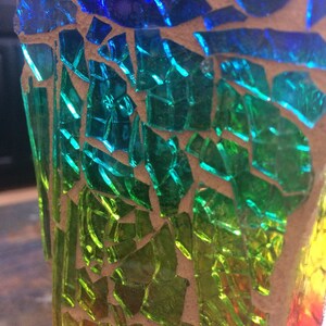 Chakra Mosaic Glass Vase // Mosaic Candle Holder // Mosaic Vase ...