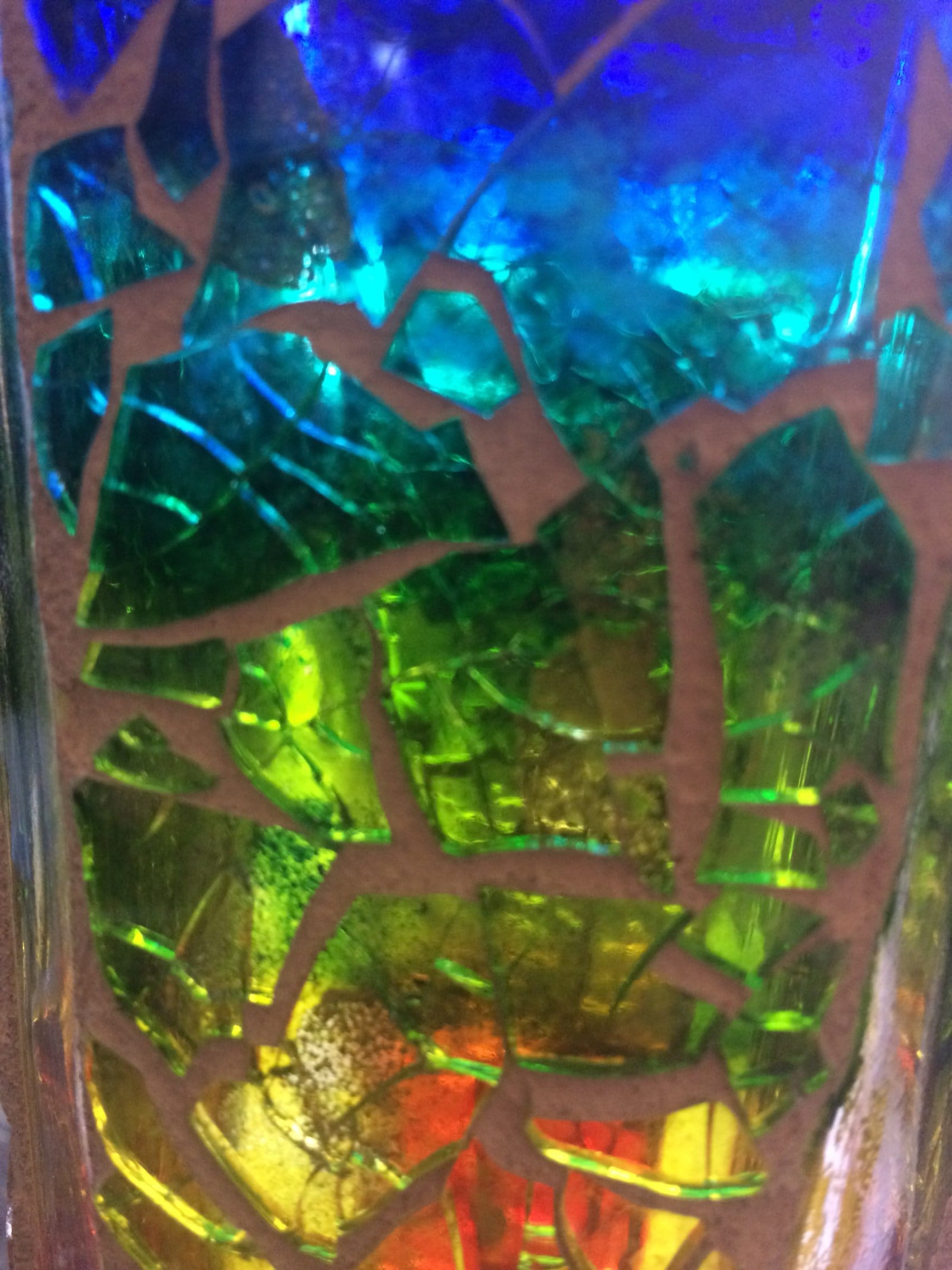 Chakra Mosaic Glass Vase // Mosaic Candle Holder // Mosaic Vase ...