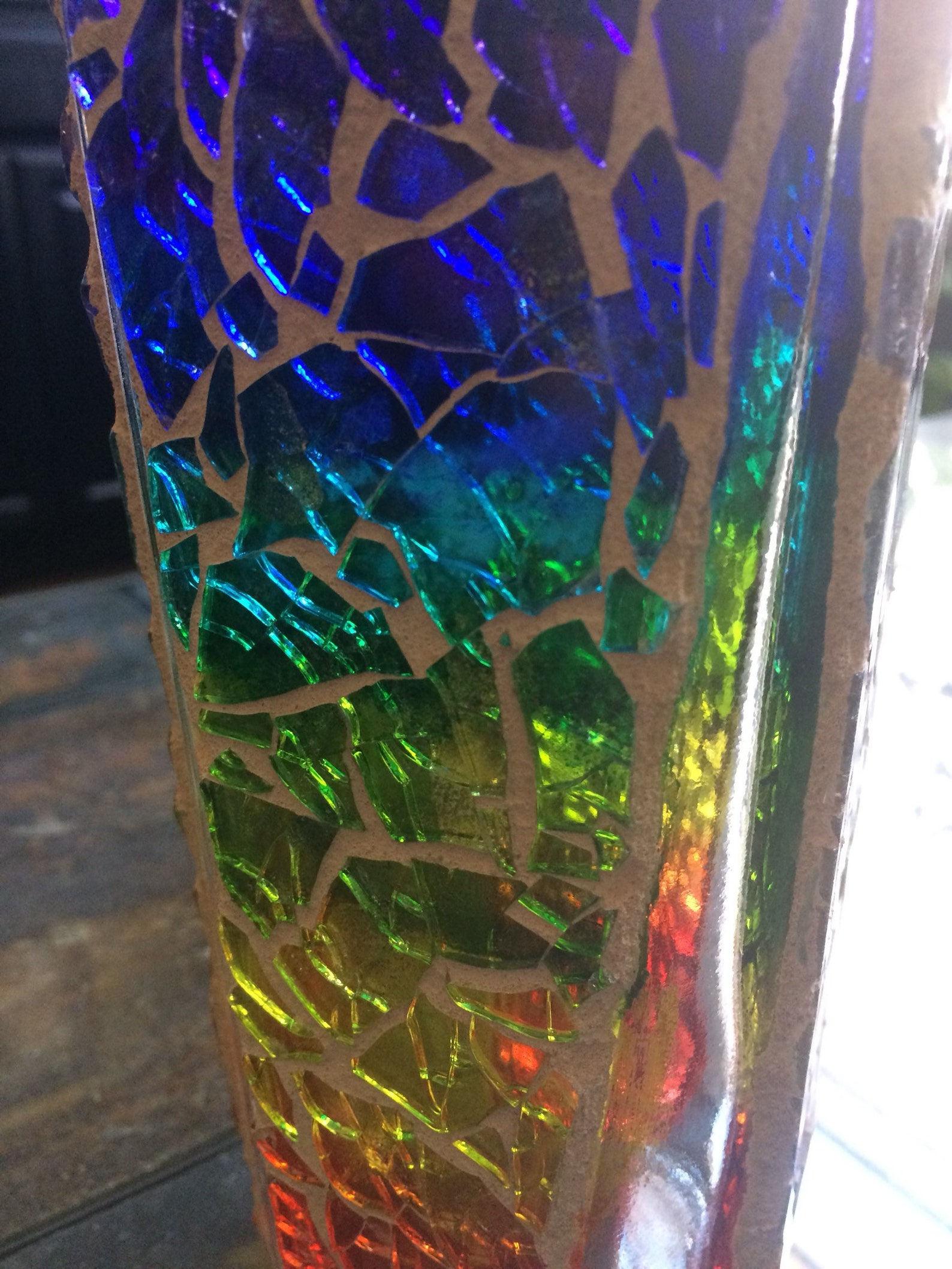 Chakra Mosaic Glass Vase // Mosaic Candle Holder // Mosaic Vase ...