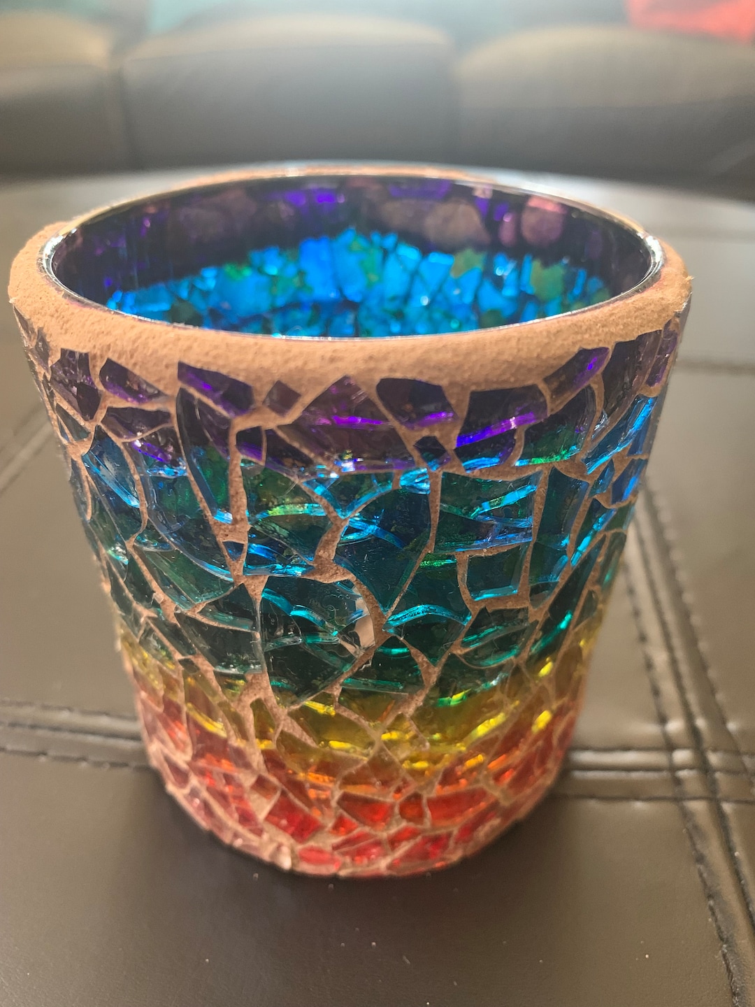 Chakra Mosaic Votive Holder//glass Mosaics//candle Holders//handmade in ...