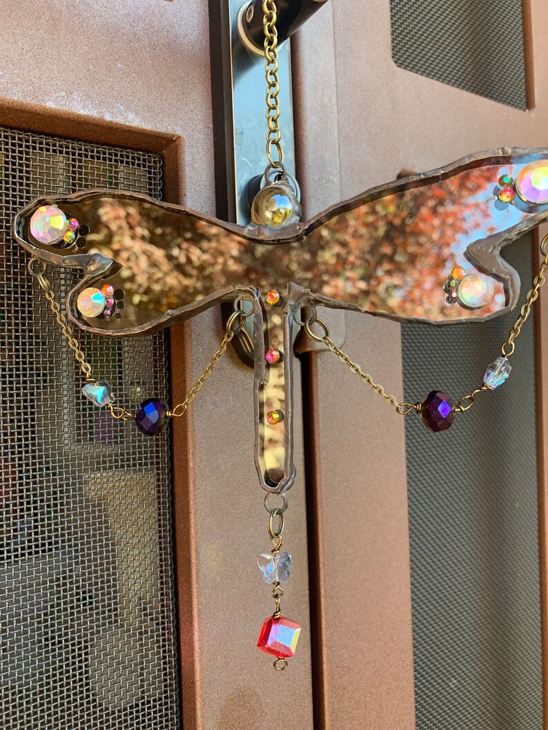 Dragonfly Chandelier Sun Catcher//white//glass Mosaic Mirror//handmade ...