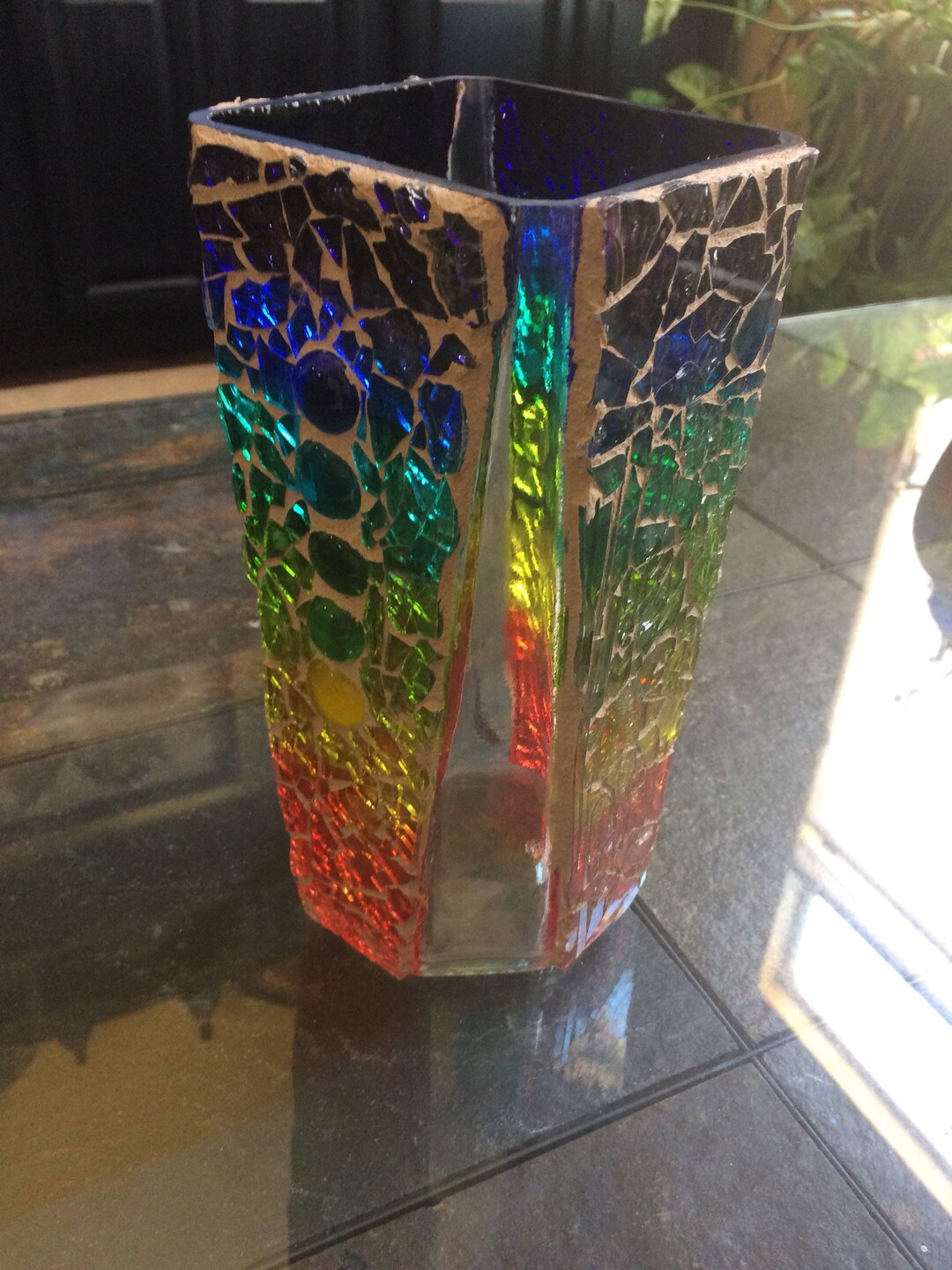 Chakra Mosaic Vase // Mosaic Glass Vase // Rainbow Vase // Handmade ...