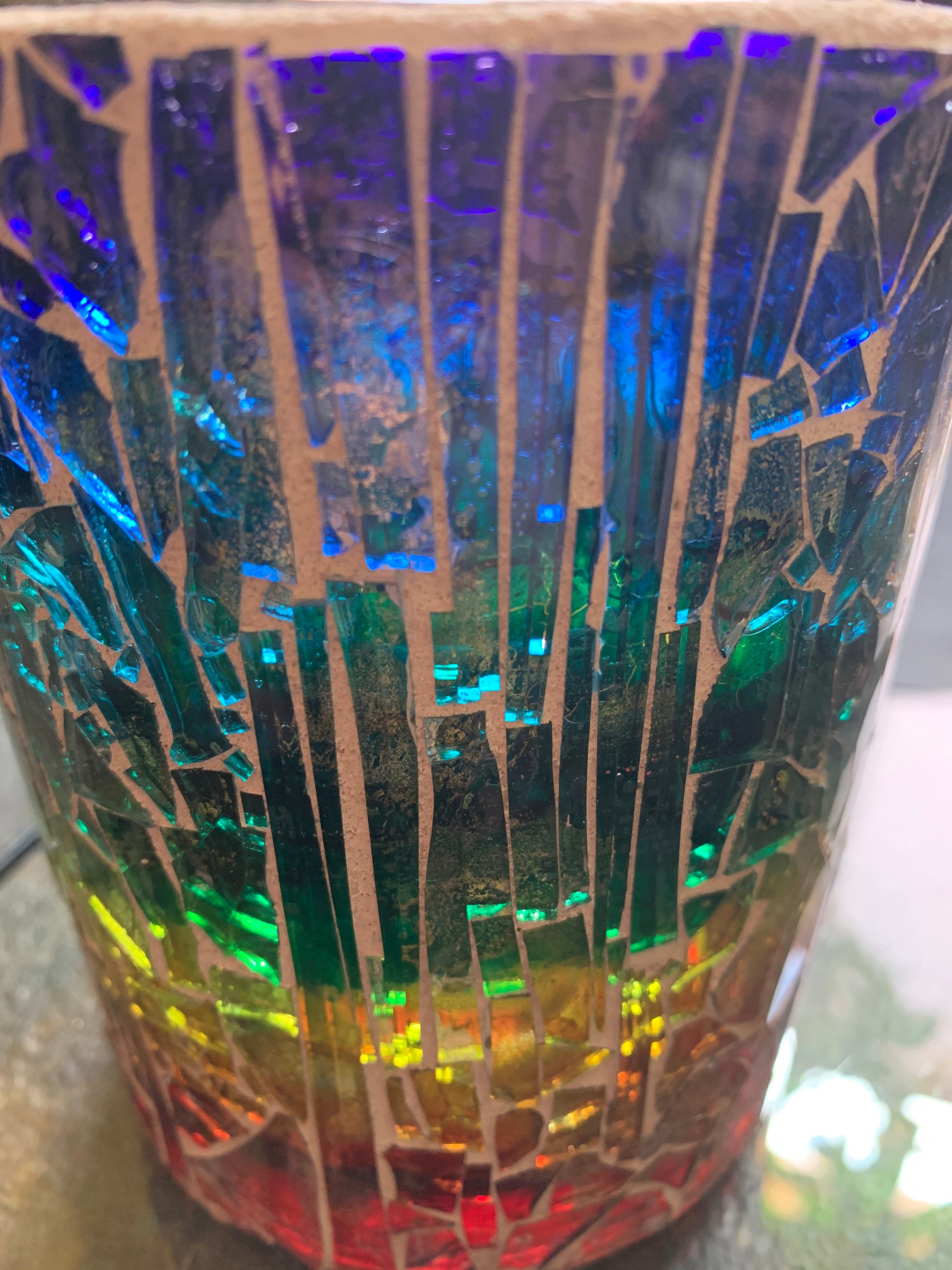 Chakra Mosaic Votive Holder//glass Mosaics//candle Holders//handmade in ...