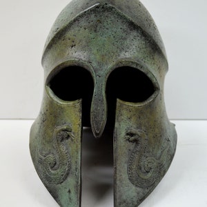 Bronze Ancient Greek Helmet, Snake Carved Replica, Real Size - Etsy