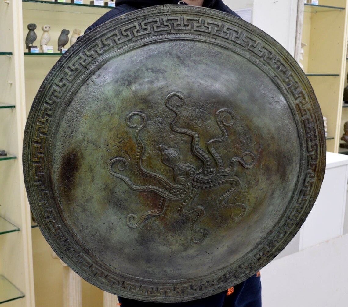 Bronze Ancient Greek Octopus Carved Shield Real Size - Etsy