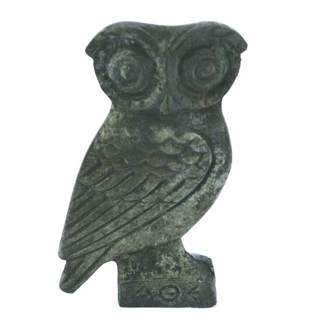 Bronze Owl of Athens Flat Mini Sculpture - Goddess Athena - Symbol of ...