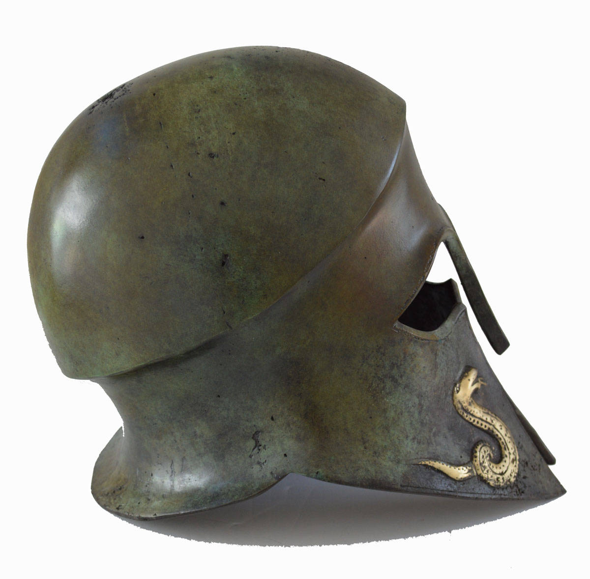 Bronze Greek Helmet With Snake Carving, Ancient Replica - Etsy