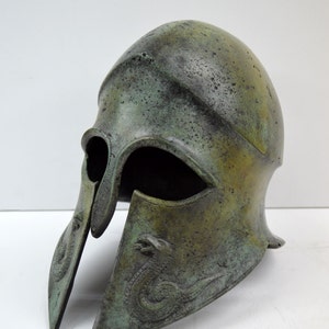Bronze Ancient Greek Helmet, Snake Carved Replica, Real Size - Etsy