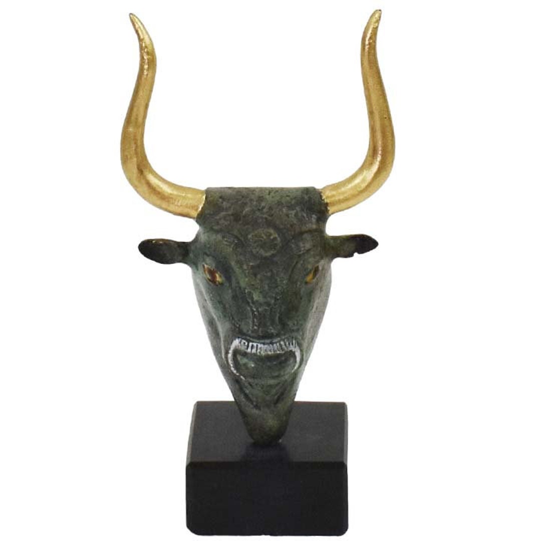 Minoan Bull Mini Bronze Head - Minoan Art - Ancient Crete Knossos ...