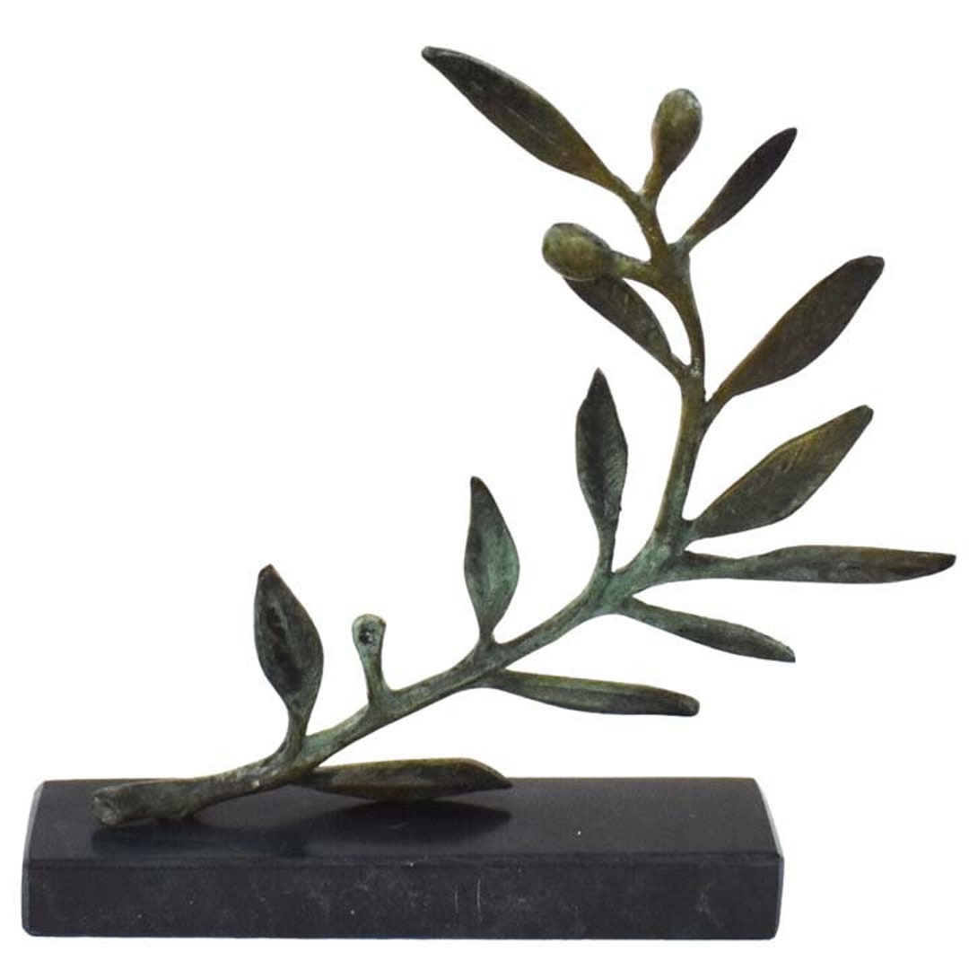 Bronze Olive Branch on Marble Base Ancient Greece Olympic Games Trophy ...