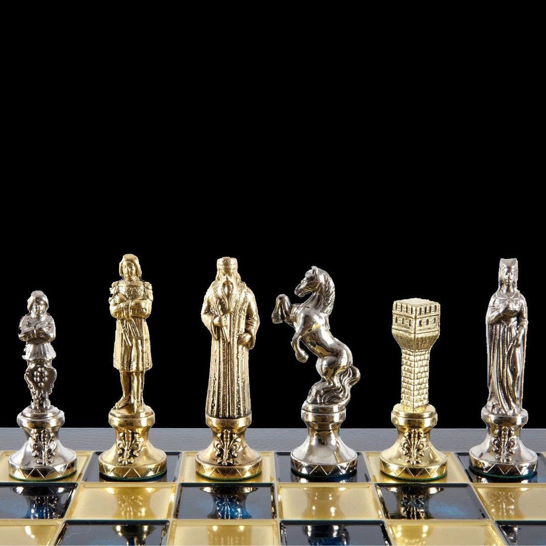 Chess Set From Renaissance Period - Gold and Silver Pawns - Blue Chess ...