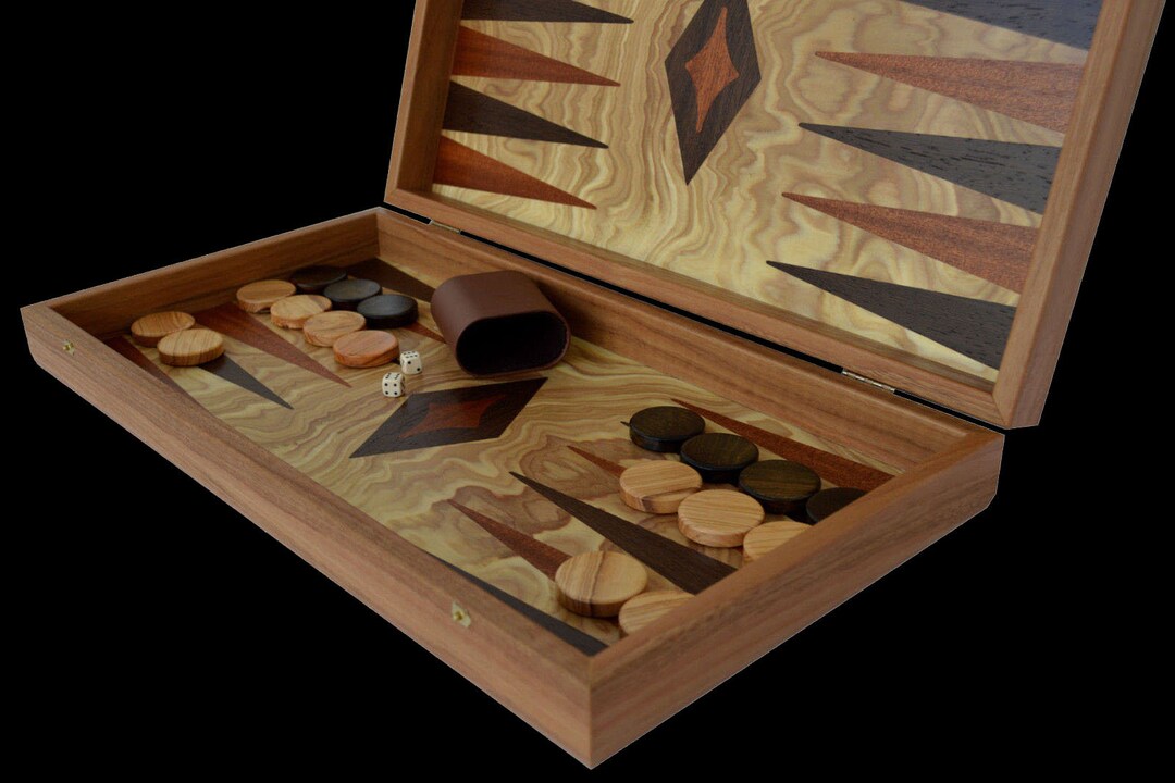 Traditional Olive Burl Backgammon Set - Olive Wood Checkers - Handmade ...