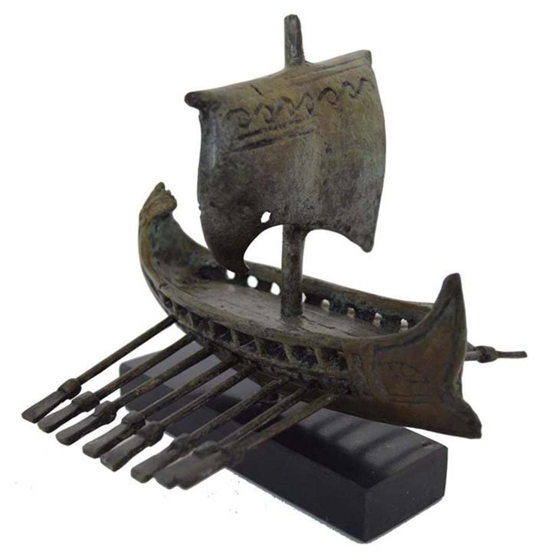 Ancient Bronze Miniature Ship Trireme - Bireme - Penteconter - Athenian ...