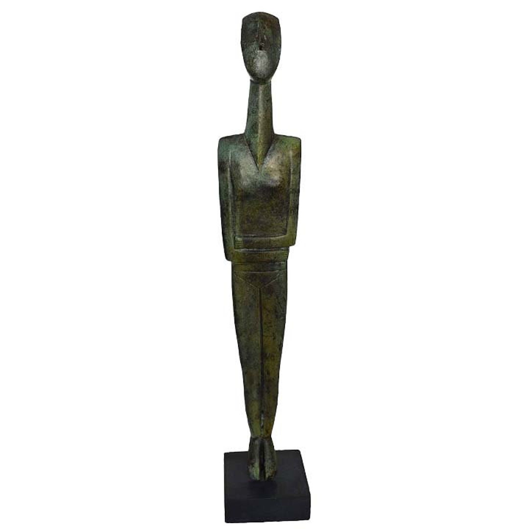 Cycladic Bronze Idol Statue on Marble Base - Ancient Abstract Art ...