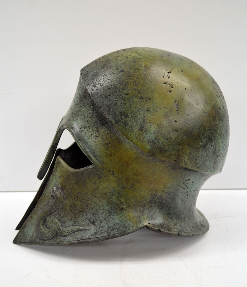 Bronze Ancient Greek Helmet, Snake Carved Replica, Real Size - Etsy