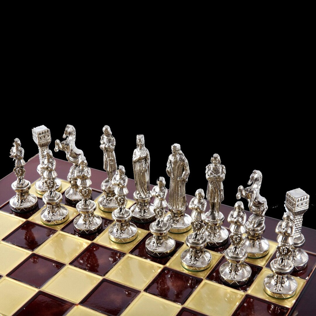 Chess Set From Renaissance Period - Gold and Silver Pawns - Red Chess ...