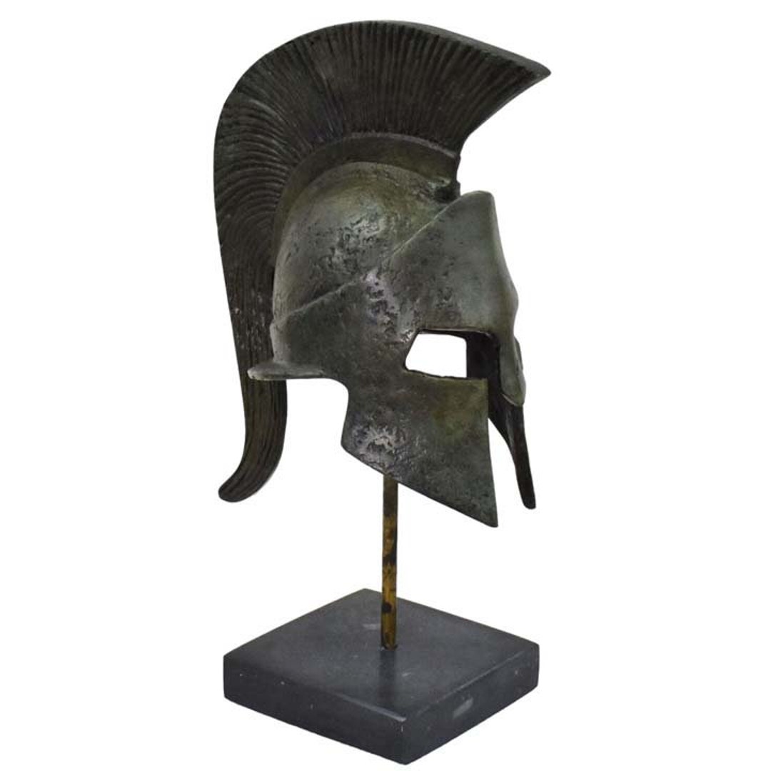 King Leonidas Small Bronze Helmet on Marble Base - 300 Spartans Vs ...