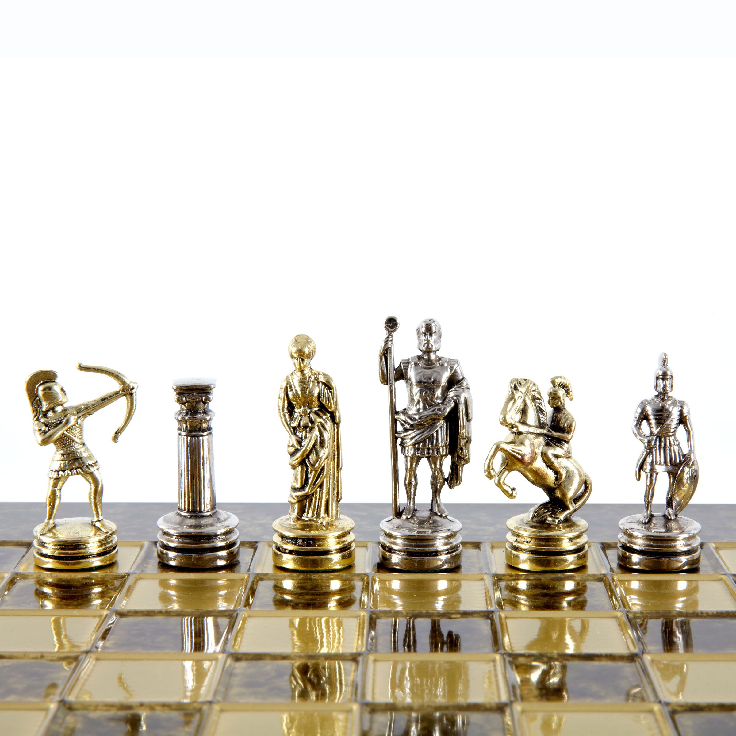 Roman Empire Small Chess Set Brass Nickel Pawns Brown Chess Board - Etsy