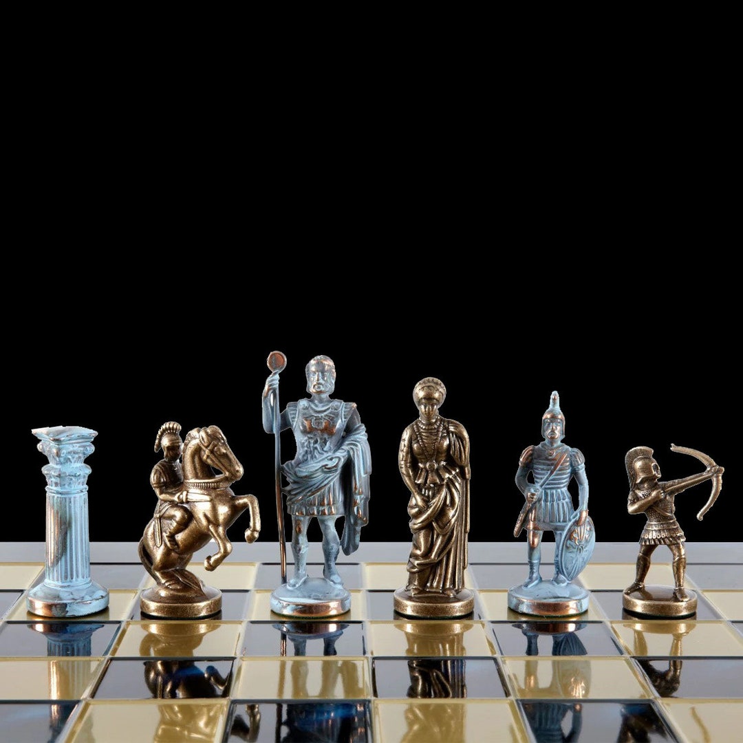 Large Archers Chess Set - Blue and Copper Pawns - Blue Chess Board - Etsy