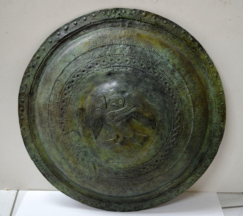 Owl Carved Shield Real Size Bronze Ancient Greek Reproduction - Etsy