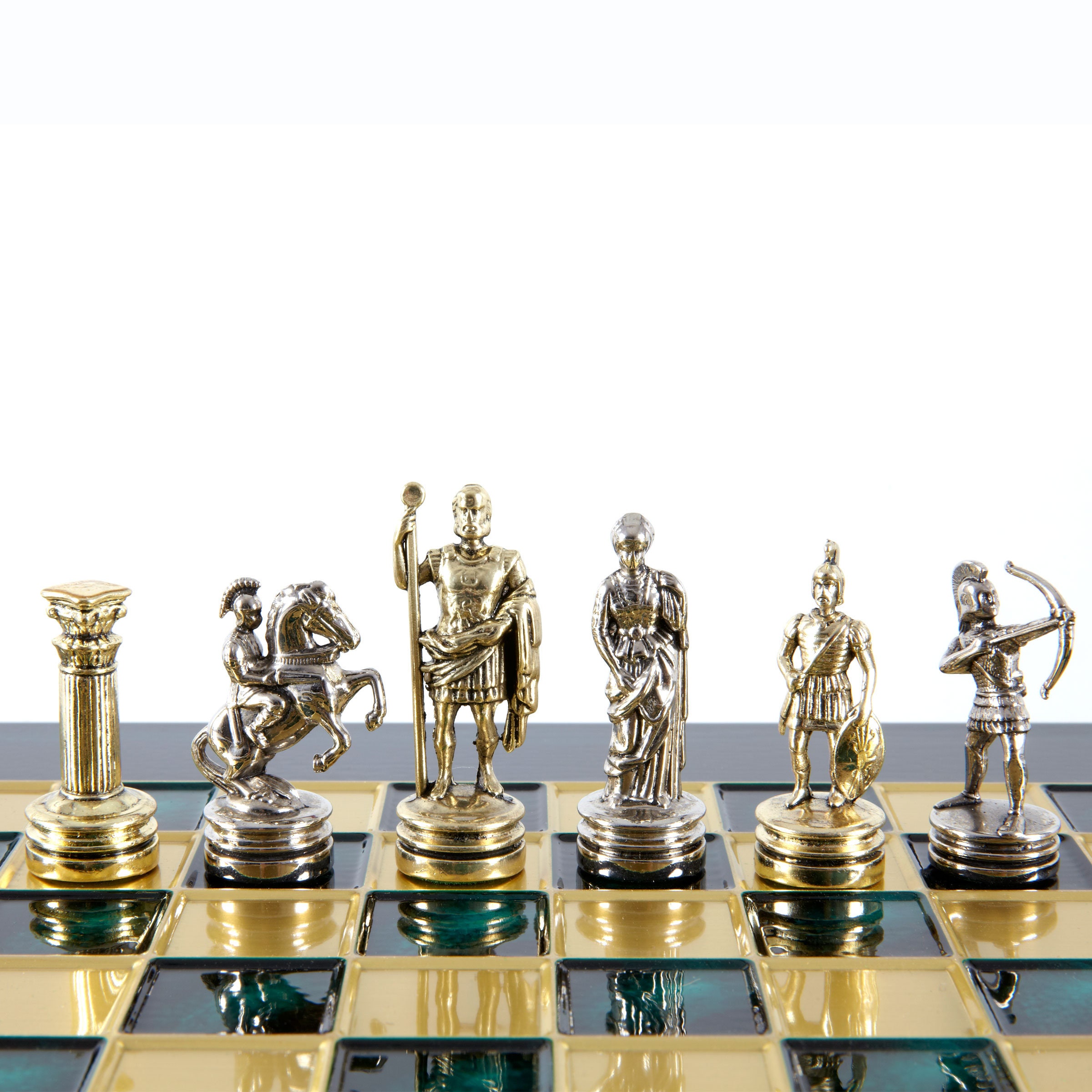 Roman Empire Small Chess Set Brass Nickel Pawns Green Chess Board - Etsy
