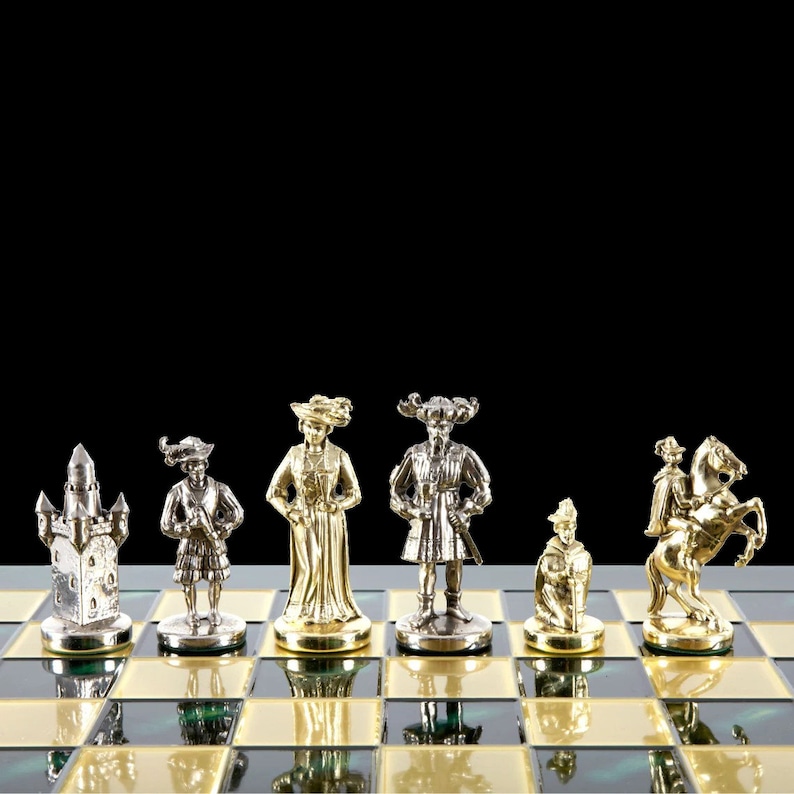 Medieval Knights Chess Set Gold and Silver Pawns 3 Board - Etsy