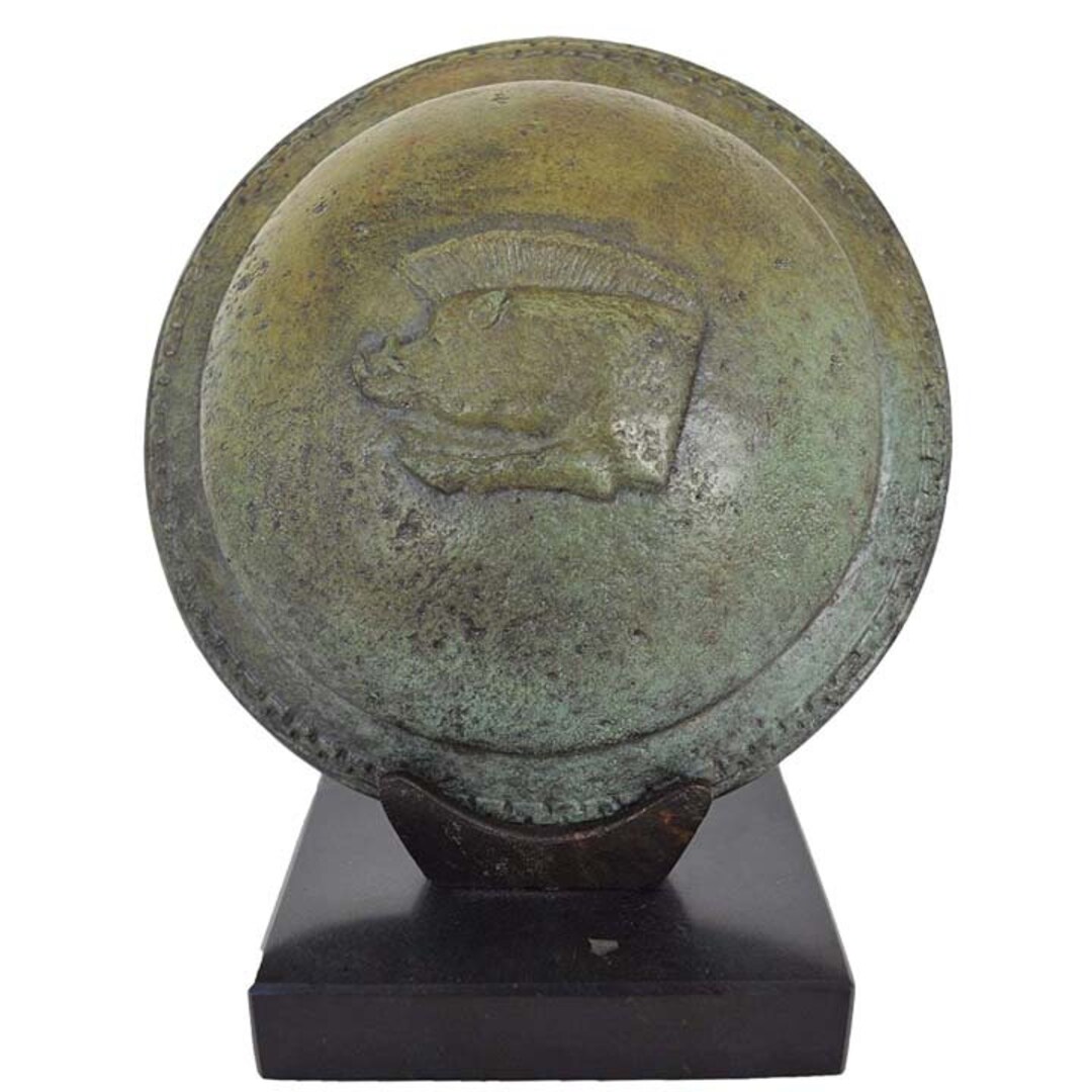 Bronze Mini Shield With Wild Boar and Greek Meander Design - Etsy