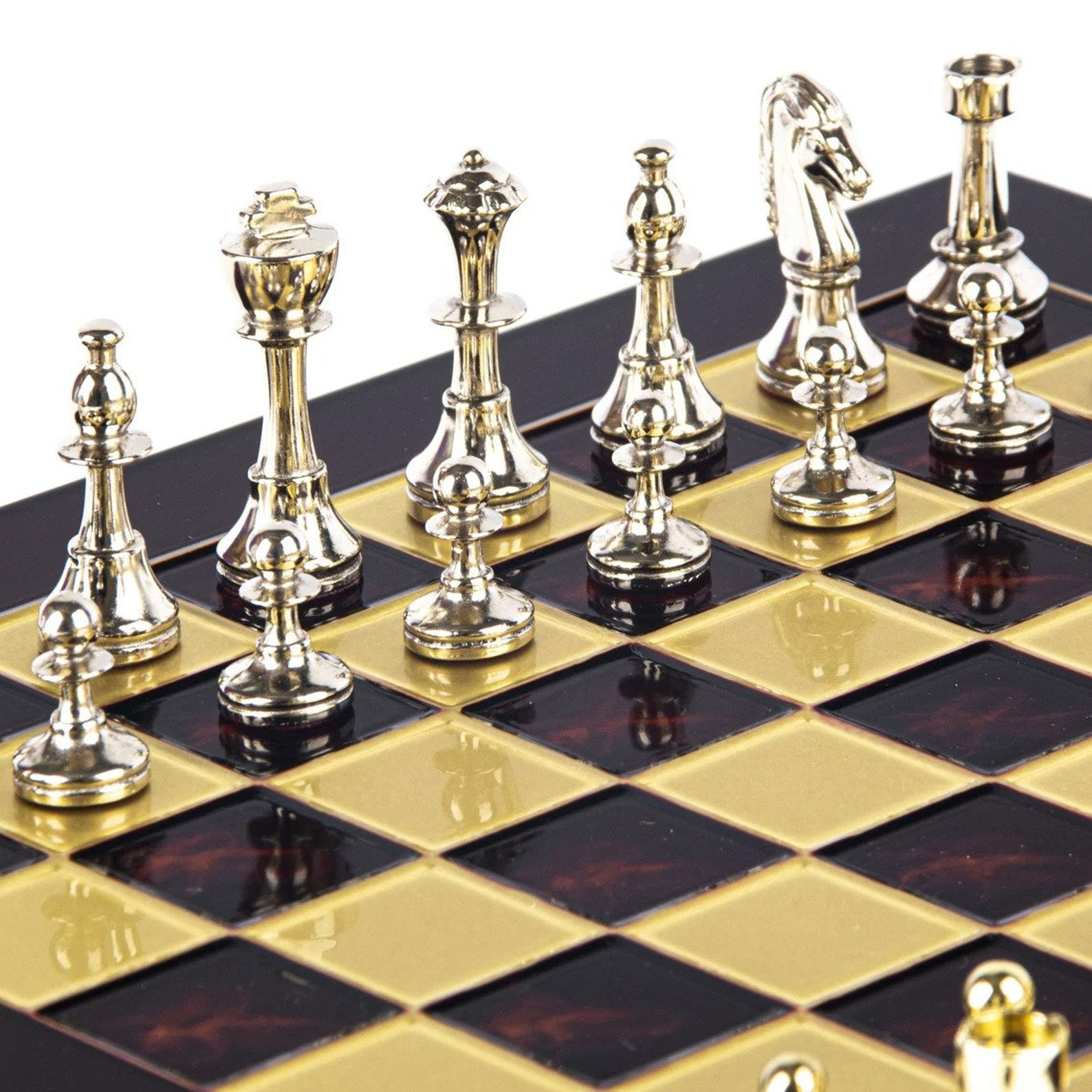 Chess Set Gold and Silver Pawns 4 Board Colors to Choose Black - Etsy